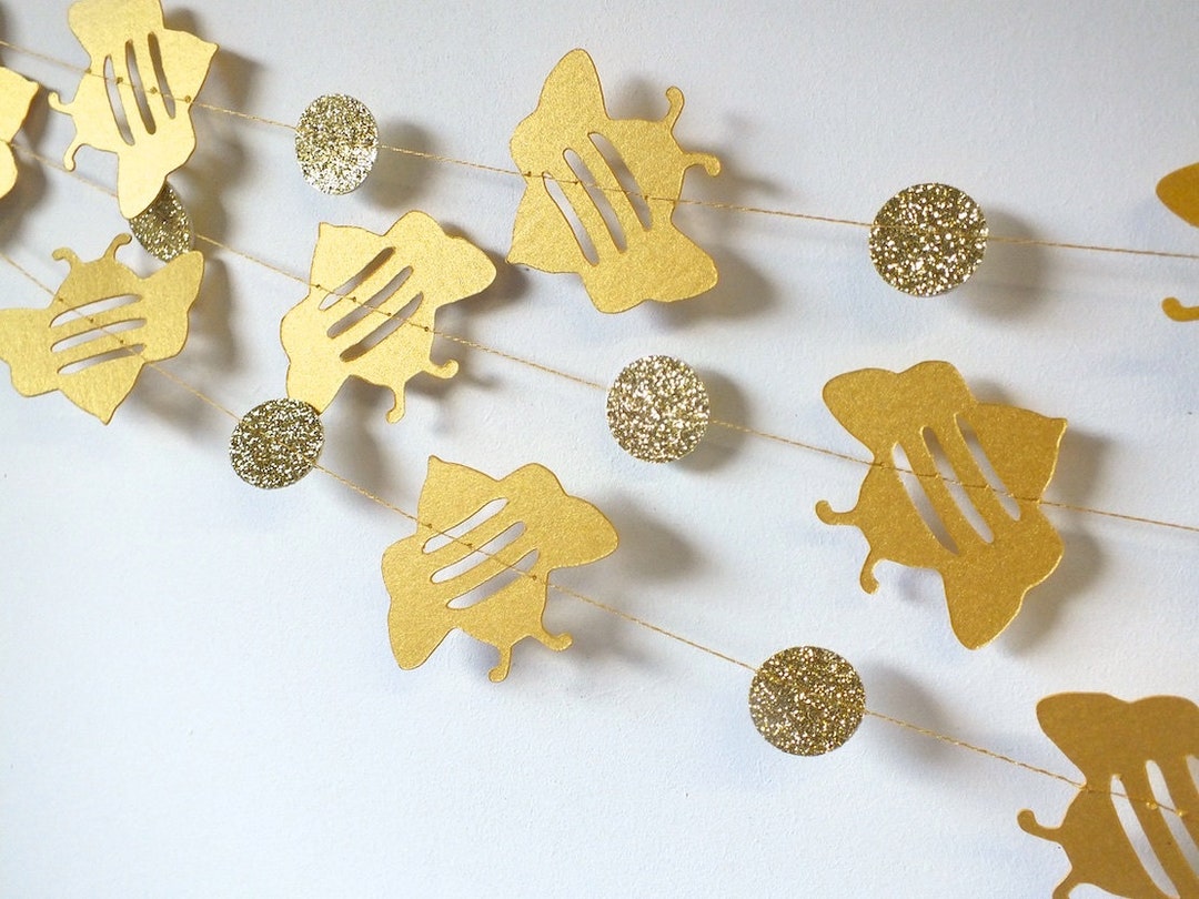 Gold Bees Paper Garland, Double-sided, Bridal Shower, Baby Shower ...