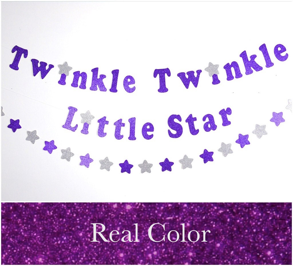 Twinkle Twinkle Little Star Purple and Silver Glitter Banner | Etsy