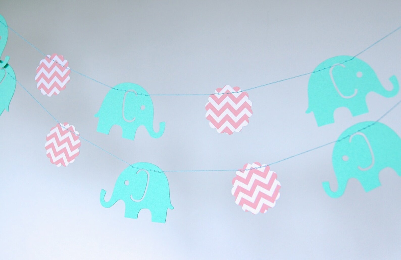 Elephants Paper Garland, Double-sided, Bridal Shower, Baby Shower ...