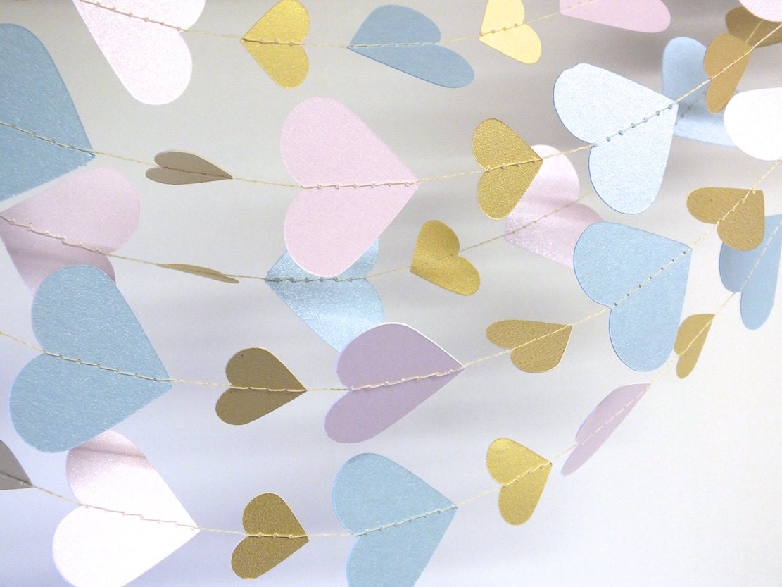 Gold Hearts Paper Garland 20 Colors to Choose Double-Sided | Etsy