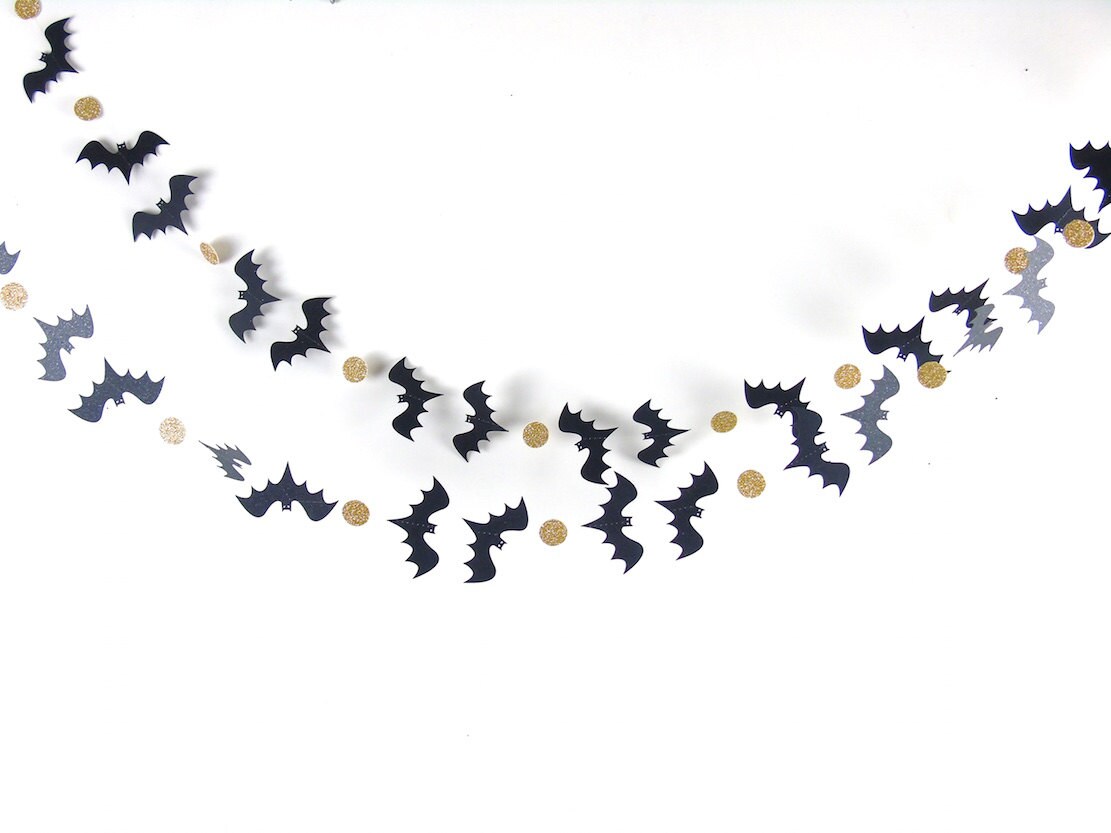 Halloween Garland Bat Garland Paper Garland in Black and - Etsy