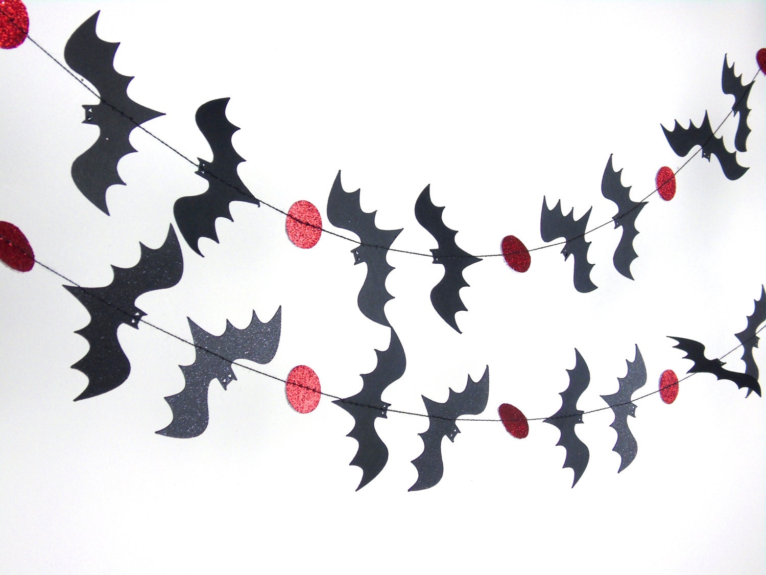 Halloween Garland Bat Garland Paper Garland in Black and | Etsy