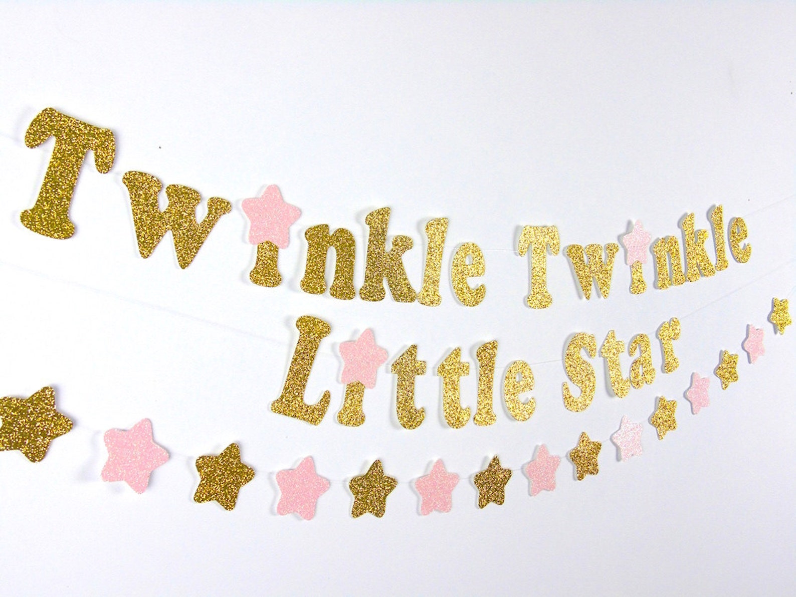 Twinkle Twinkle Little Star Gold Glitter Banner Garlands and - Etsy