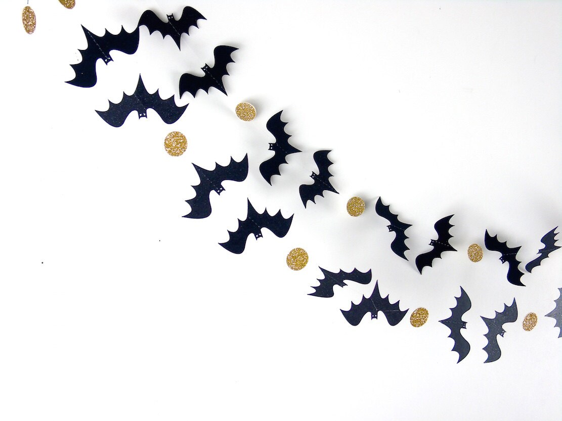 Halloween Garland Bat Garland Paper Garland in Black and - Etsy