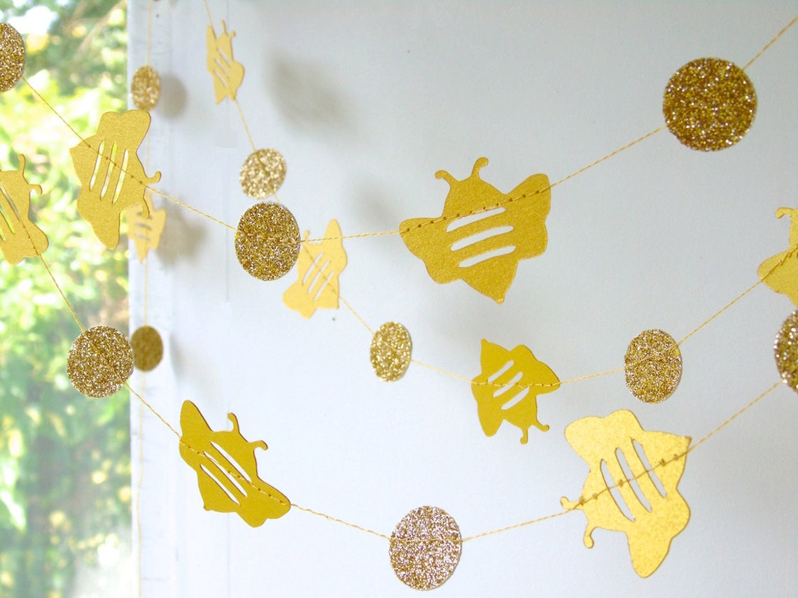 Gold Bees Paper Garland Double-sided Bridal Shower Baby - Etsy
