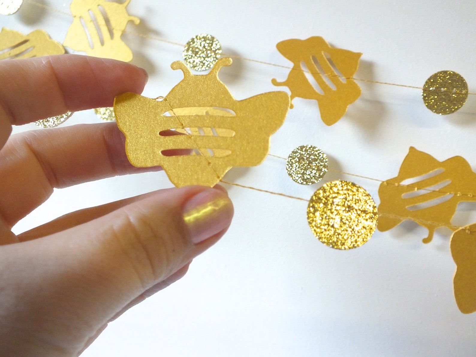 Gold Bees Paper Garland Double-sided Bridal Shower Baby - Etsy
