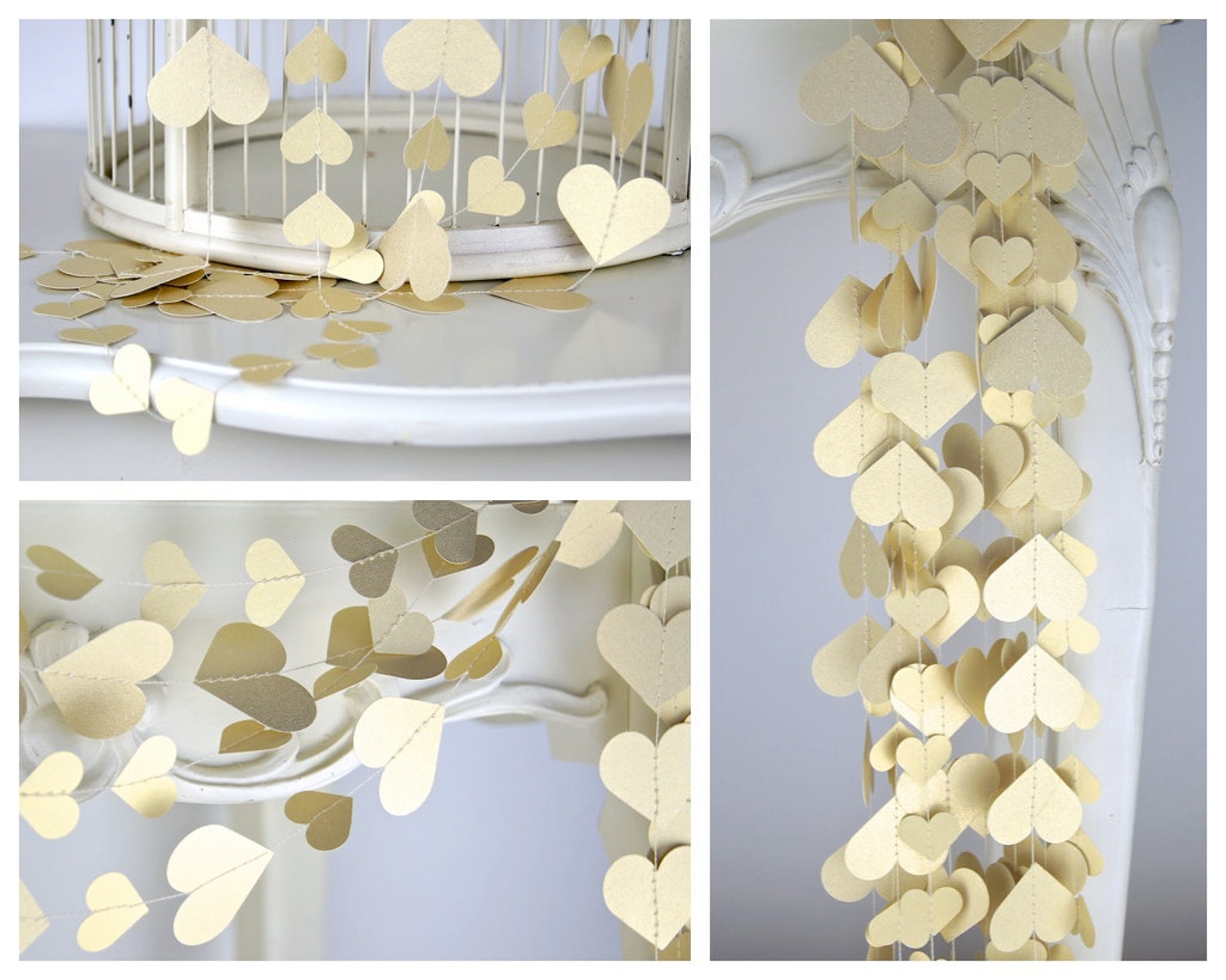 Gold Hearts Paper Garland, 20 Colors to Choose - Etsy