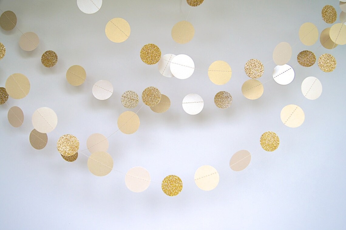 Gold Party Paper Garland in Cream and Gold Double-sided - Etsy