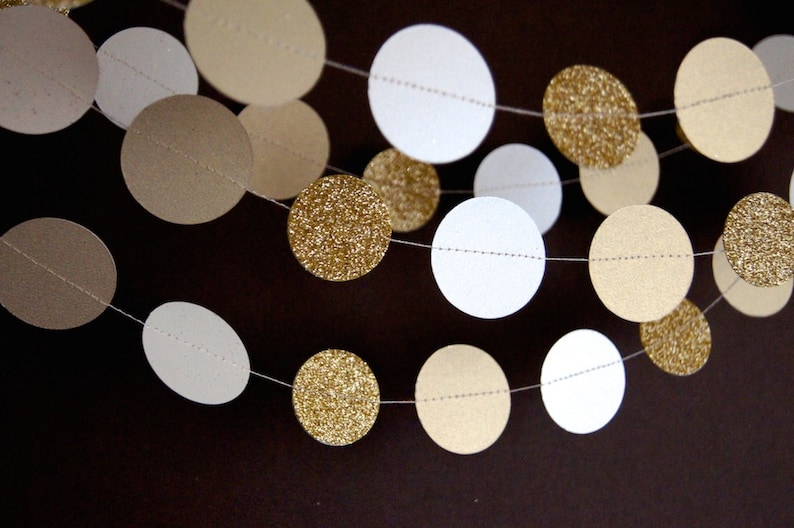 Gold Garlands, Paper Garland in Cream, Gold and Glittered Gold, Double ...