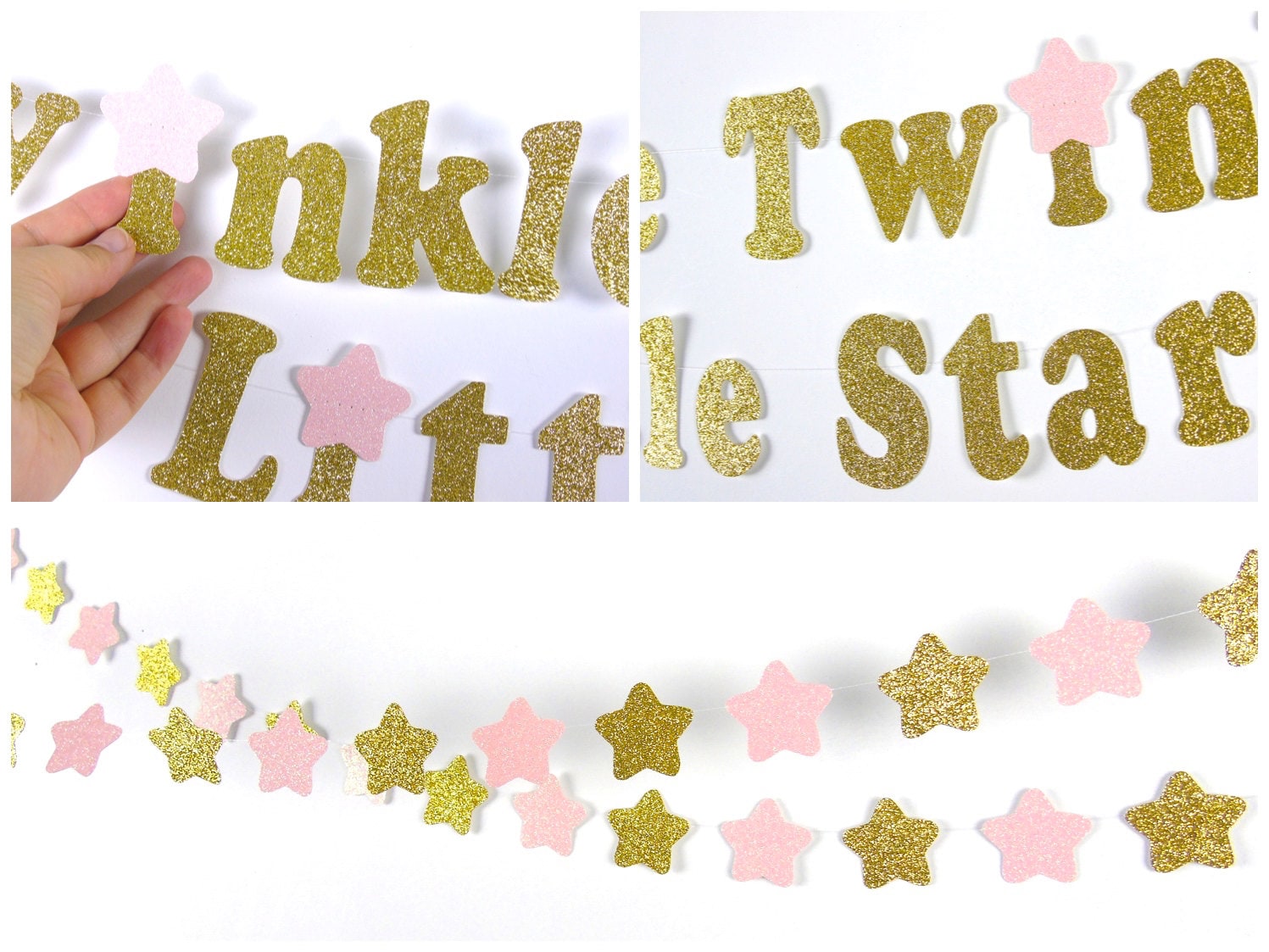Twinkle Twinkle Little Star Gold Glitter Banner Garlands and - Etsy