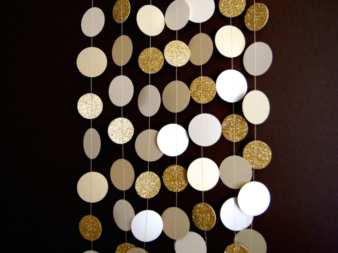 Gold Garlands Paper Garland in Cream Gold and Glittered - Etsy