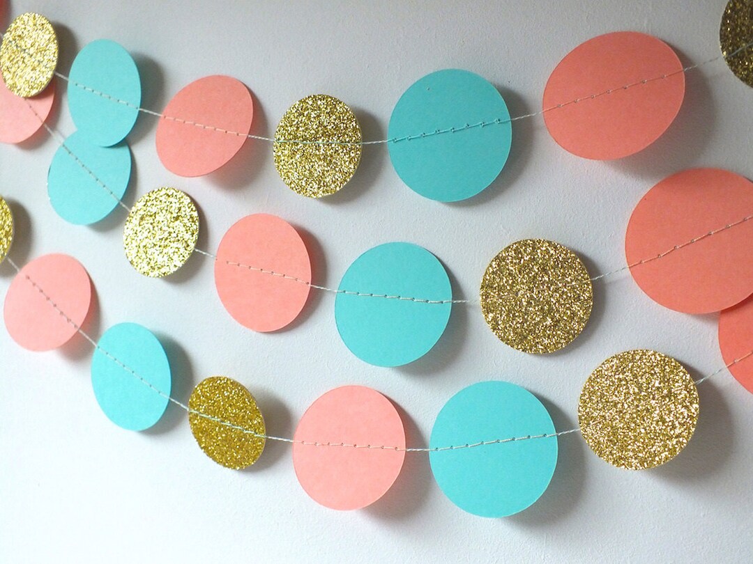 Teal Coral Garland, Double-sided, Bridal Shower, Baby Shower, Party ...