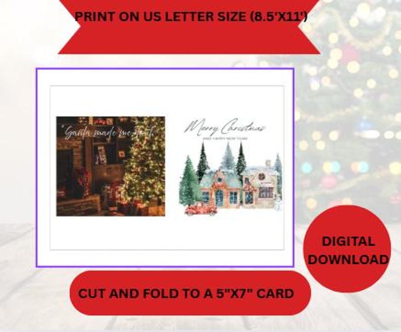 Printable Christmas Card | Funny Santa Greeting Card | Foldable Holiday ...