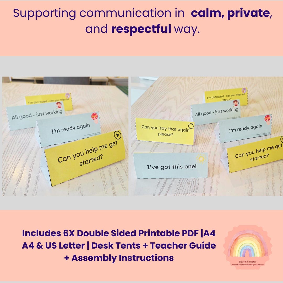 Quiet Support Desk Tent: Autism ADHD Classroom Communication (PDF) - Etsy