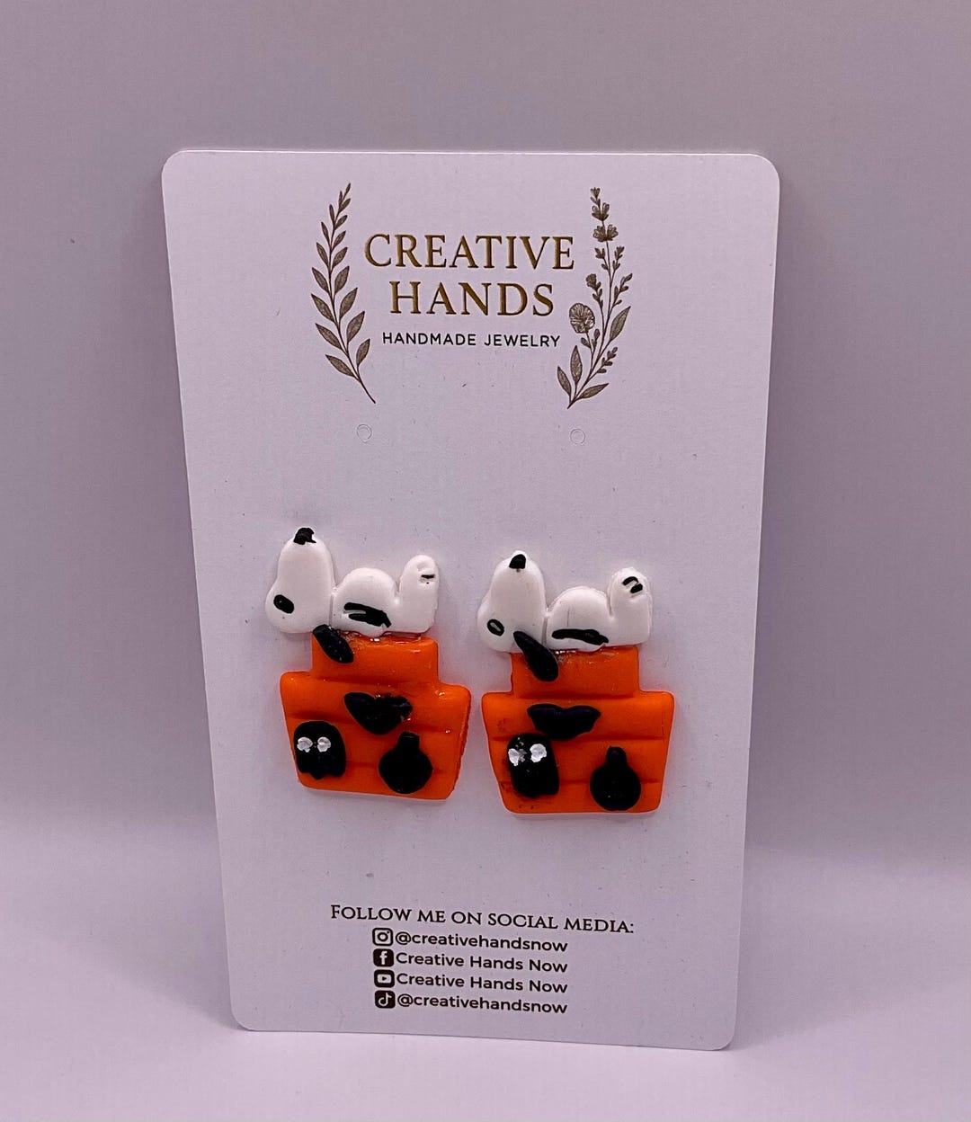 Snoopy Stud Earrings – Black & Orange House + Pumpkin Designs” - Etsy