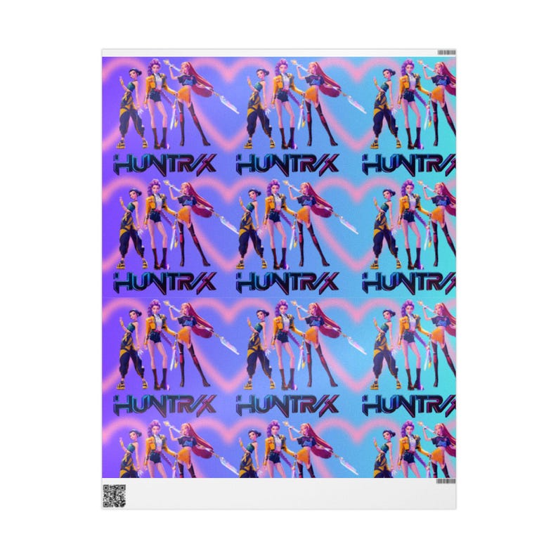 Vibrant K-pop Demon Hunters Heart Wrapping Paper for Gifts, Fun Gift ...