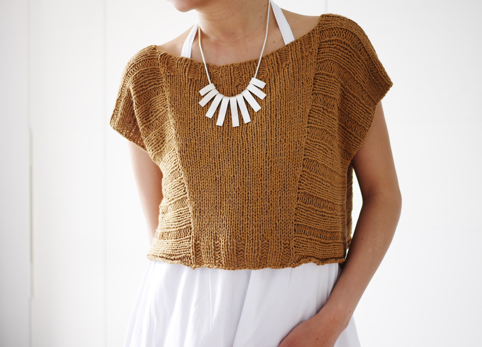 Beginner Friendly Knitting Pattern Geometry Tee Cropped | Etsy