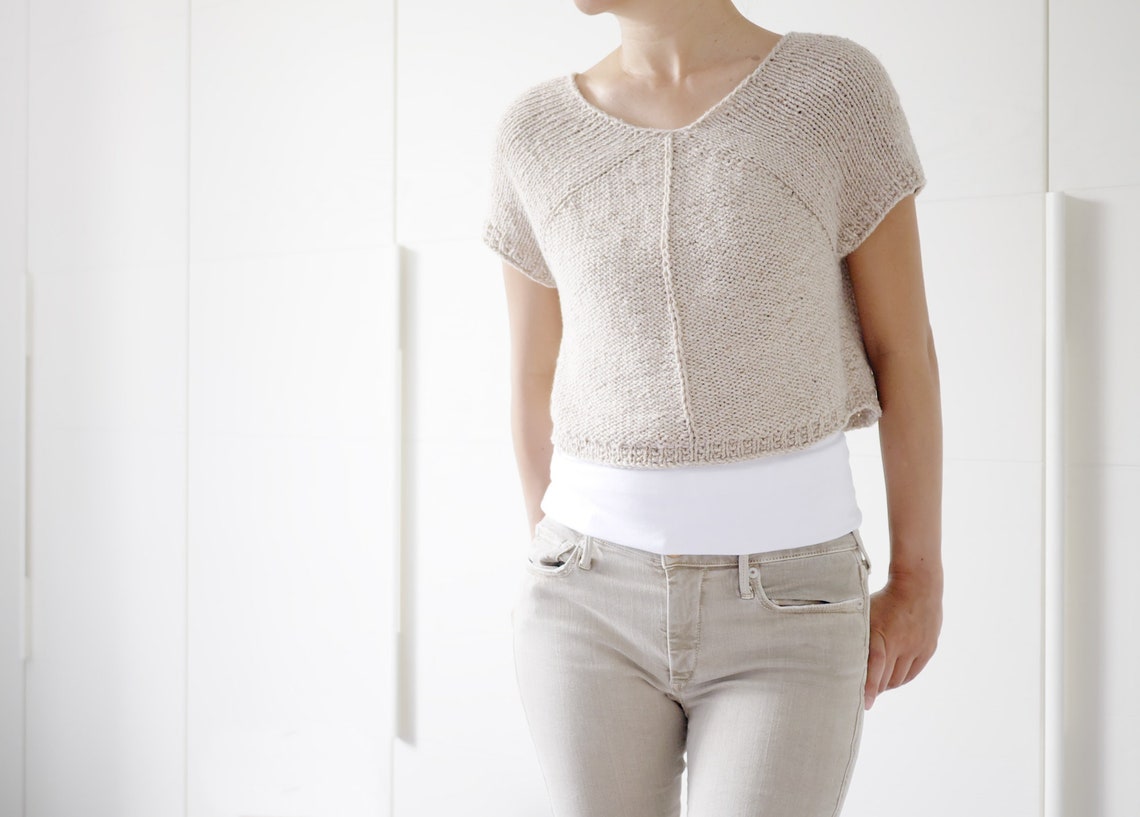 Knitting Pattern Cropped Summer Tee: Pyramid Tee Beginner - Etsy