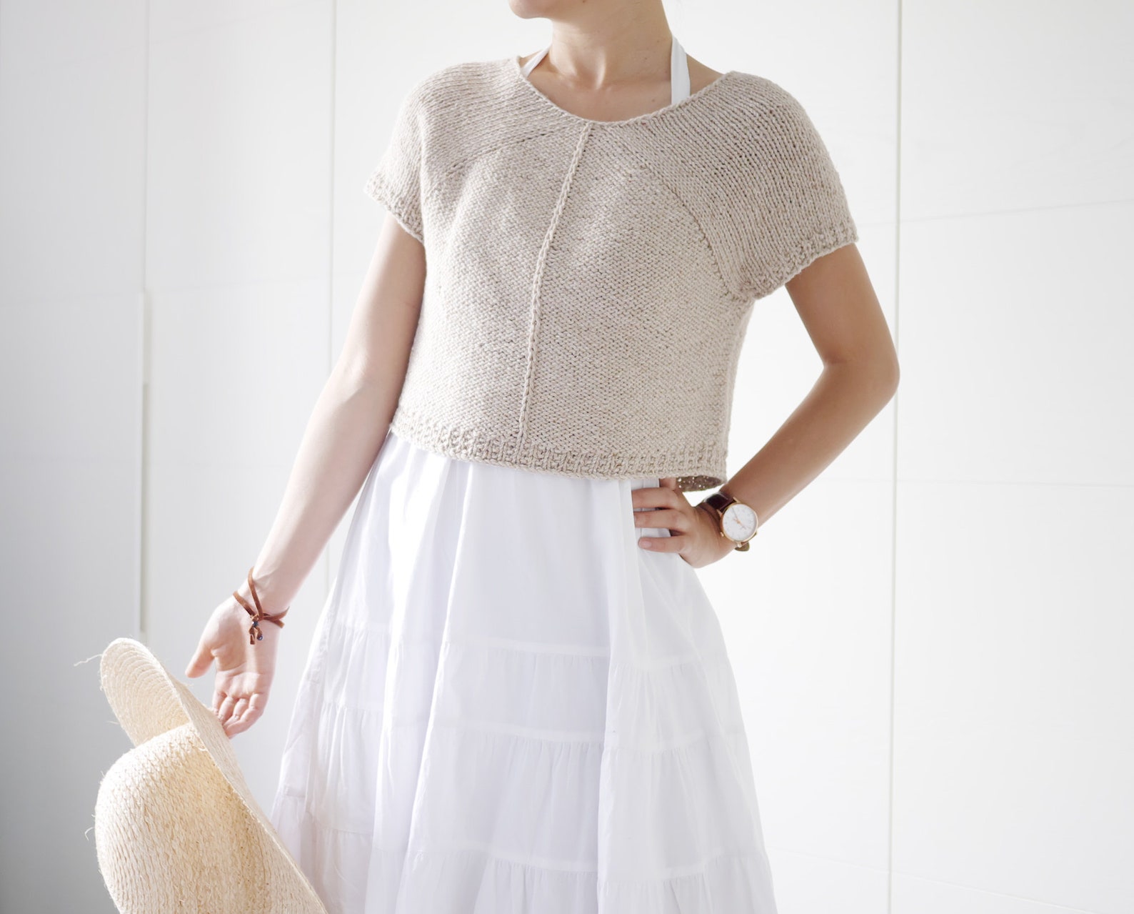 Knitting Pattern Cropped Summer Tee: Pyramid Tee Beginner - Etsy