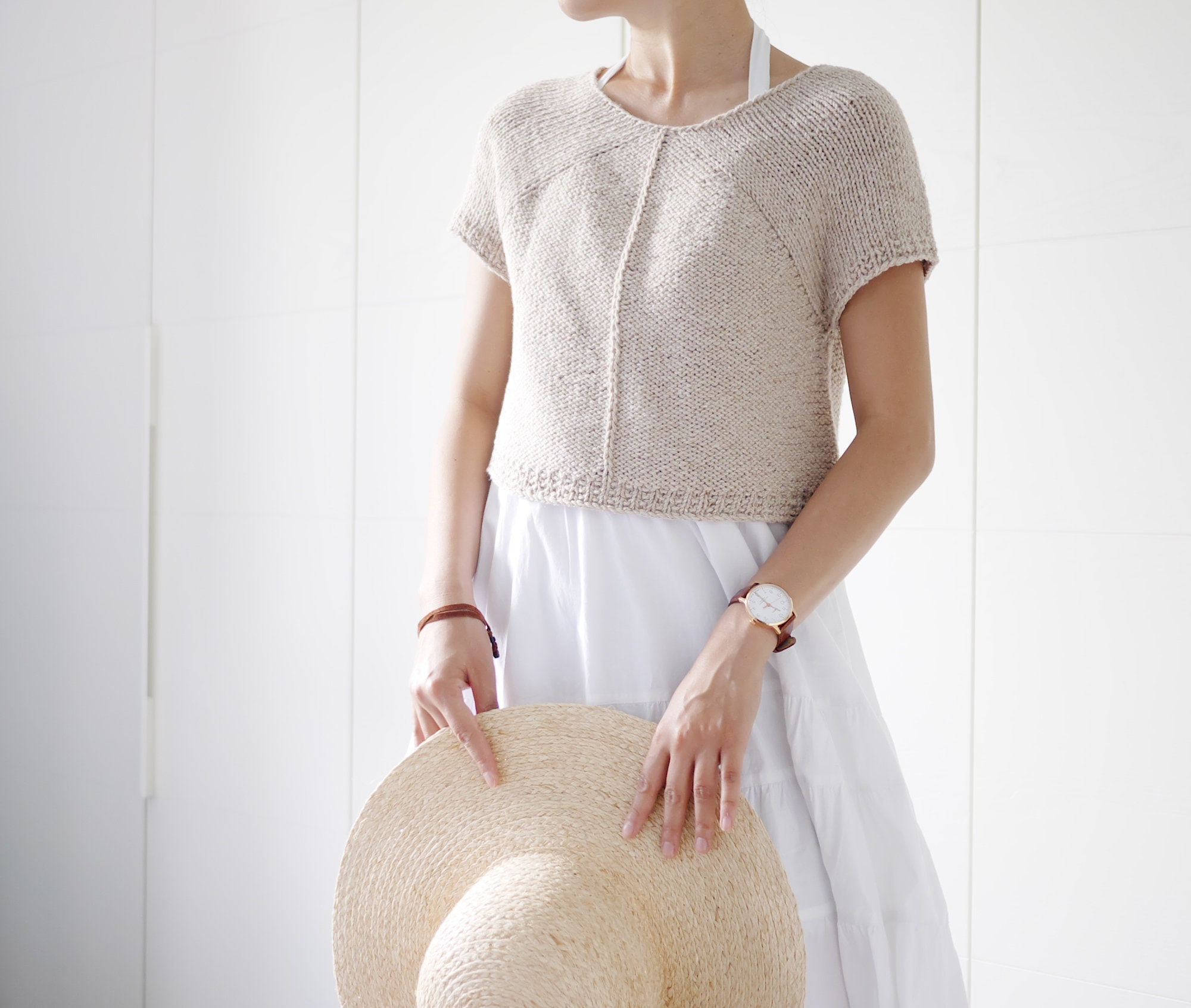 Knitting Pattern Cropped Summer Tee: Pyramid Tee Beginner - Etsy