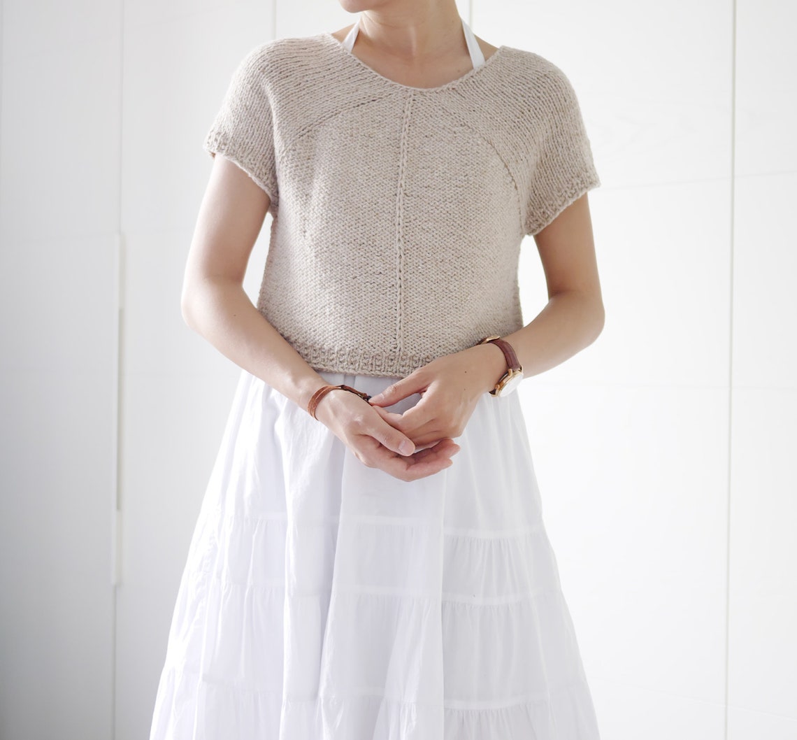 Knitting Pattern Cropped Summer Tee: Pyramid Tee Beginner - Etsy