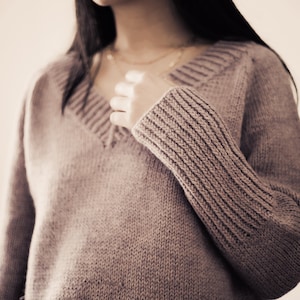 V-neck Pullover Knitting Pattern PDF: Basic V Sweater Wide V-neck ...
