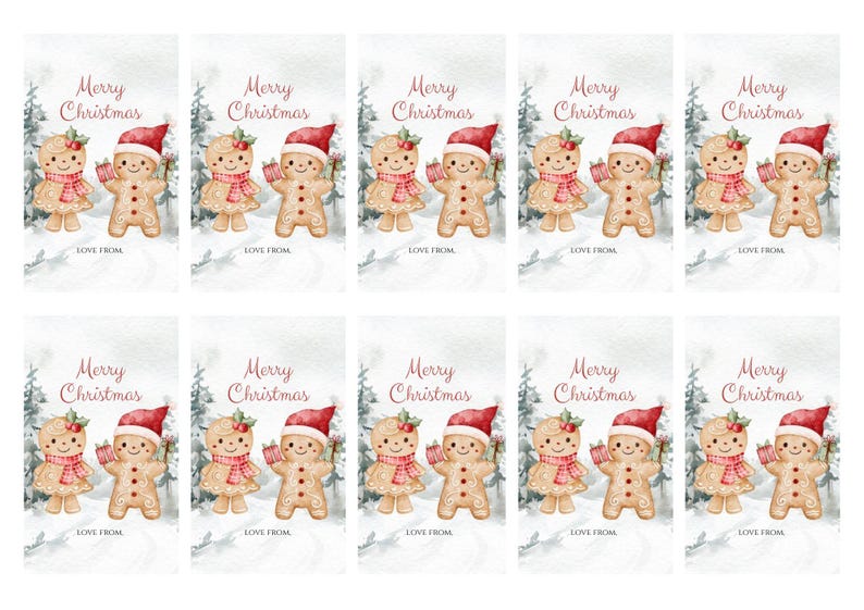 Gingerbread Christmas Gift Tags: Printable Holiday Tags (PDF & JPEG) - Etsy