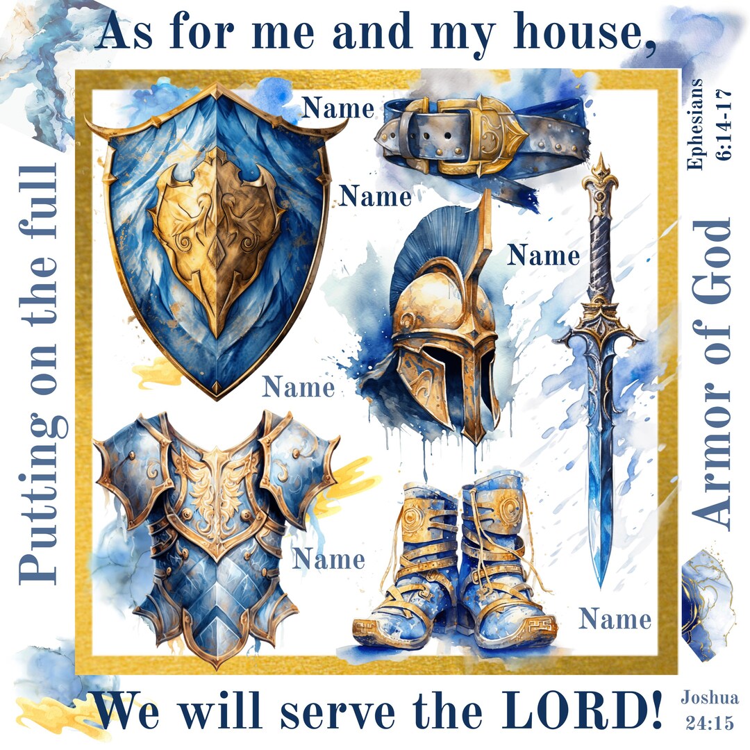 Blue Armor of God With Customizable Names Digital Design - Etsy