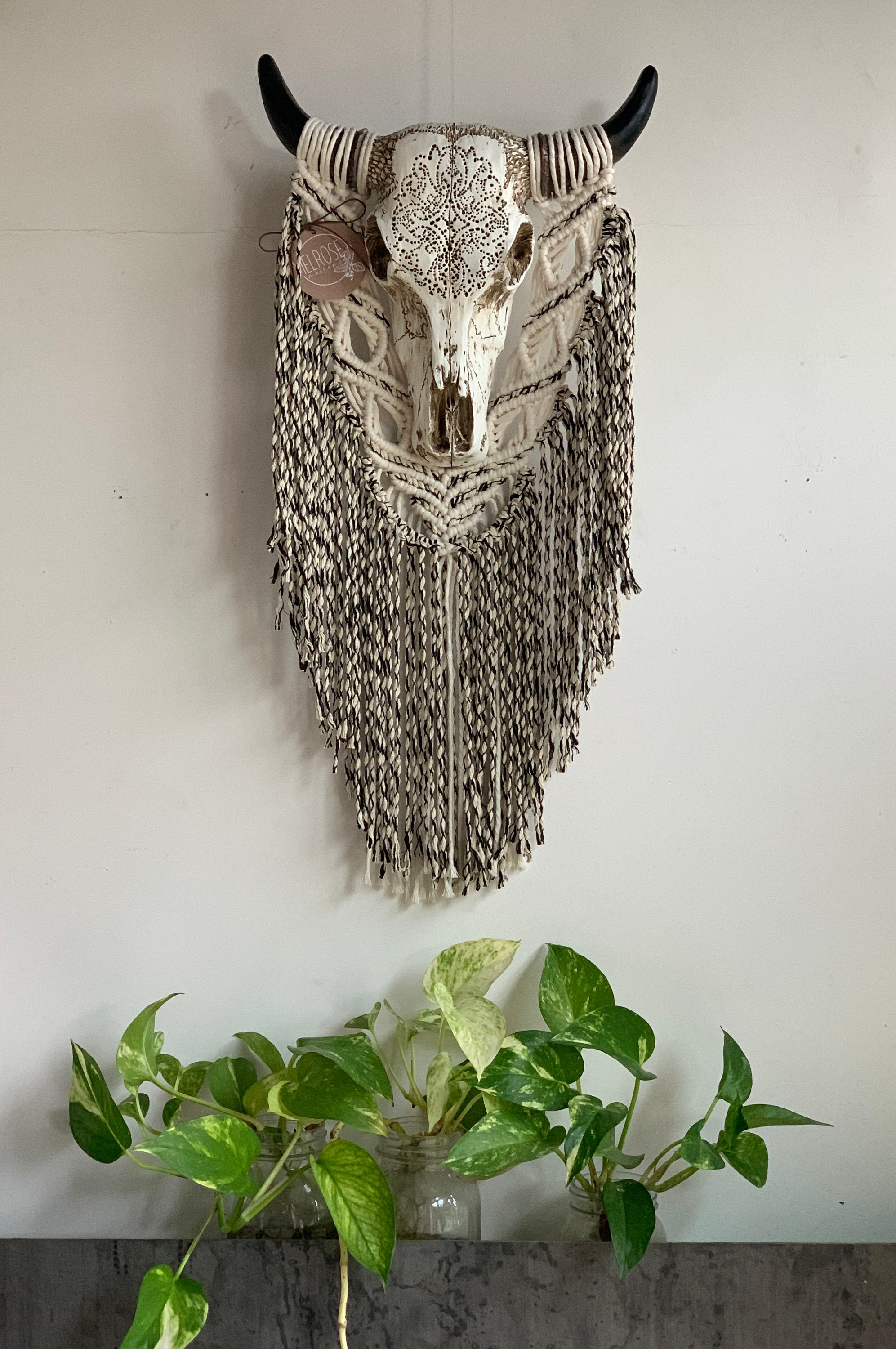Boho Skull Macrame Wall Hanging - Etsy
