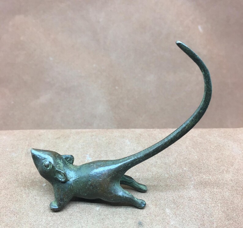 Vintage Bronze Long-tailed Mouse Figurine | Chinese Zodiac Symbol of ...