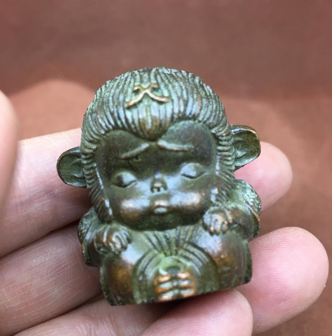 Vintage Bronze Baby Monkey King Figurine | Symbol of Wisdom & Courage ...