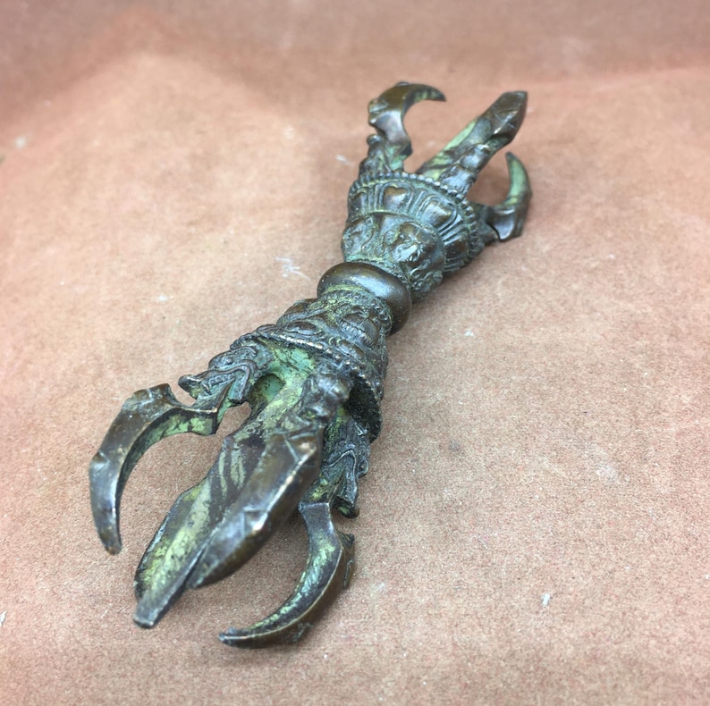 Vintage Bronze Five-pronged Vajra | Tibetan Buddhist Ritual Symbol of ...