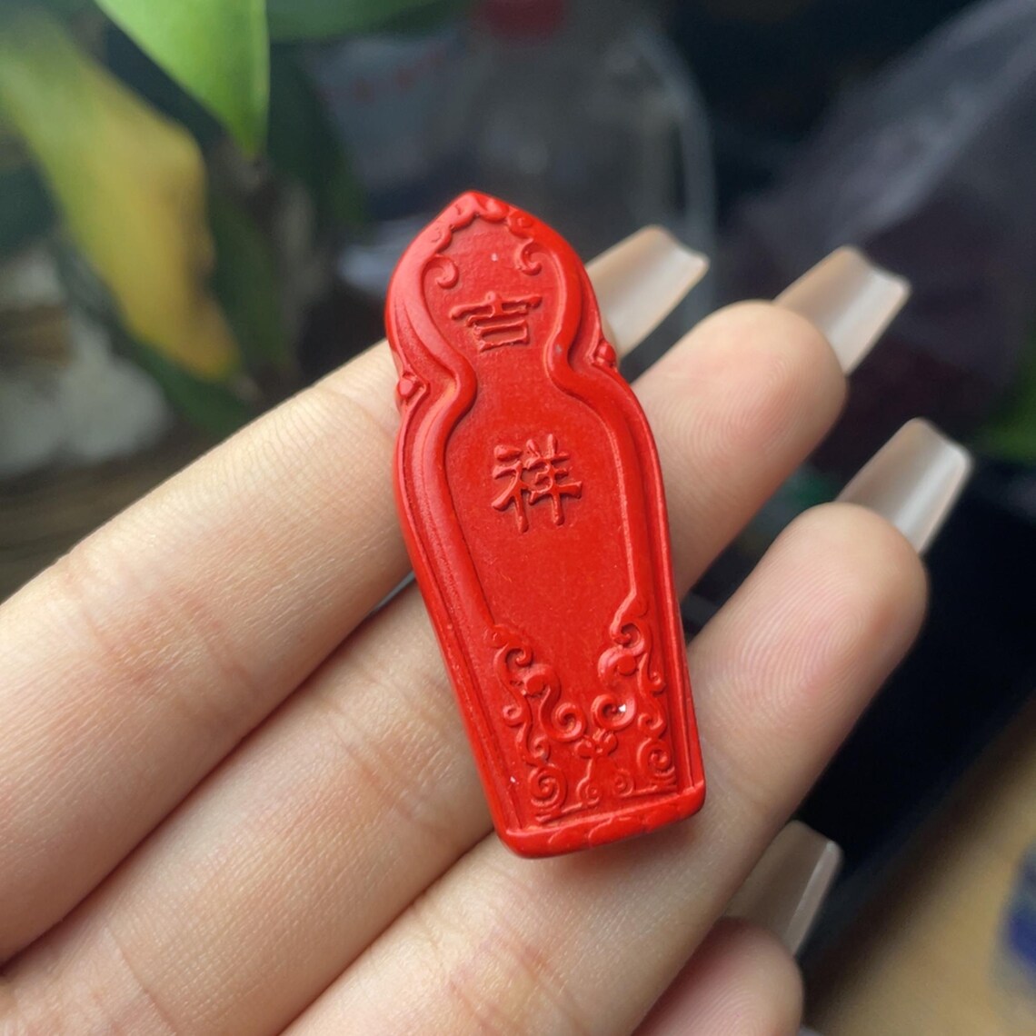 Cinnabar Painted Guanyin Pendant: Oriental Buddhist Symbol of ...