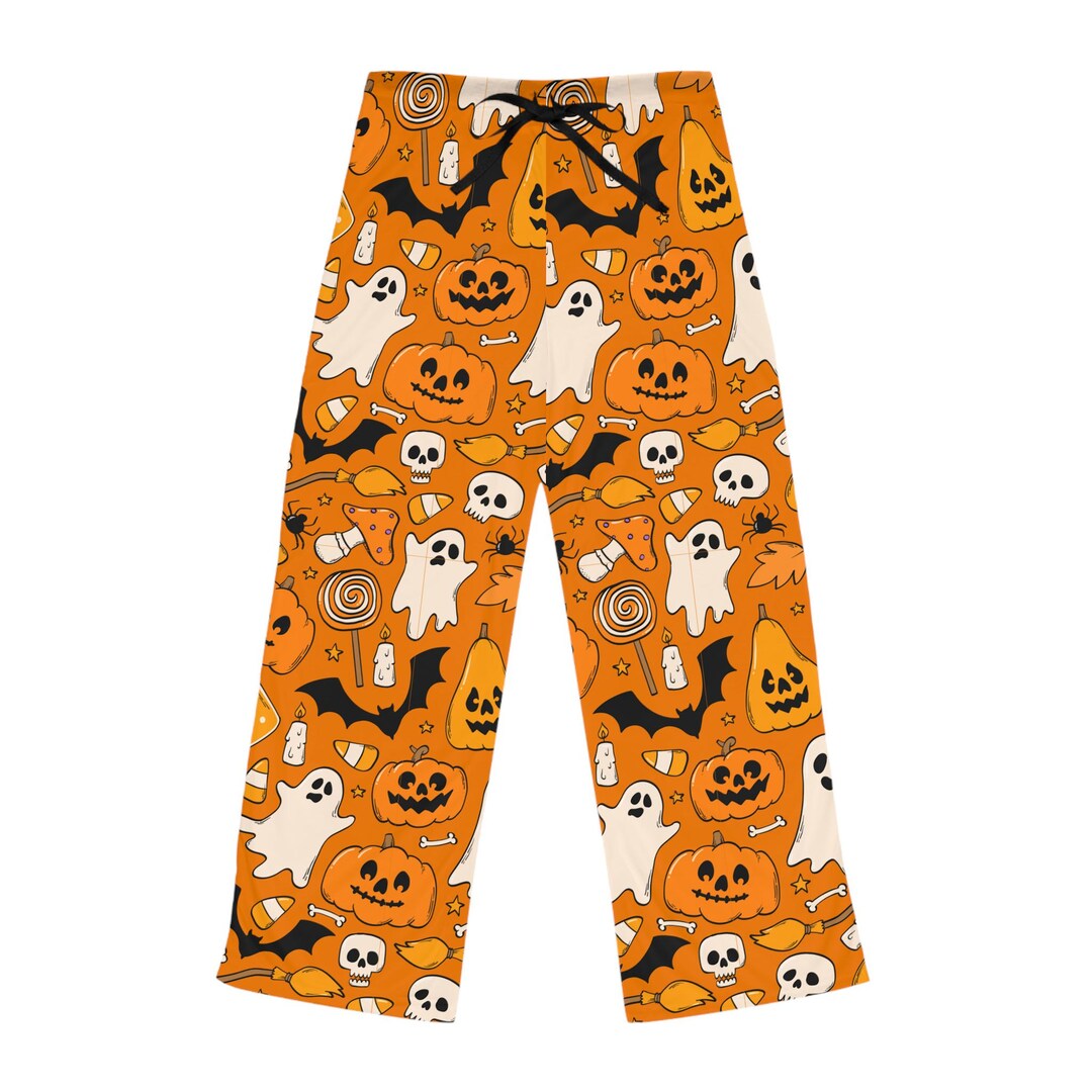 Halloween Pajama Pants, Spooky Sleepwear, Ghosts & Pumpkins, Cozy ...