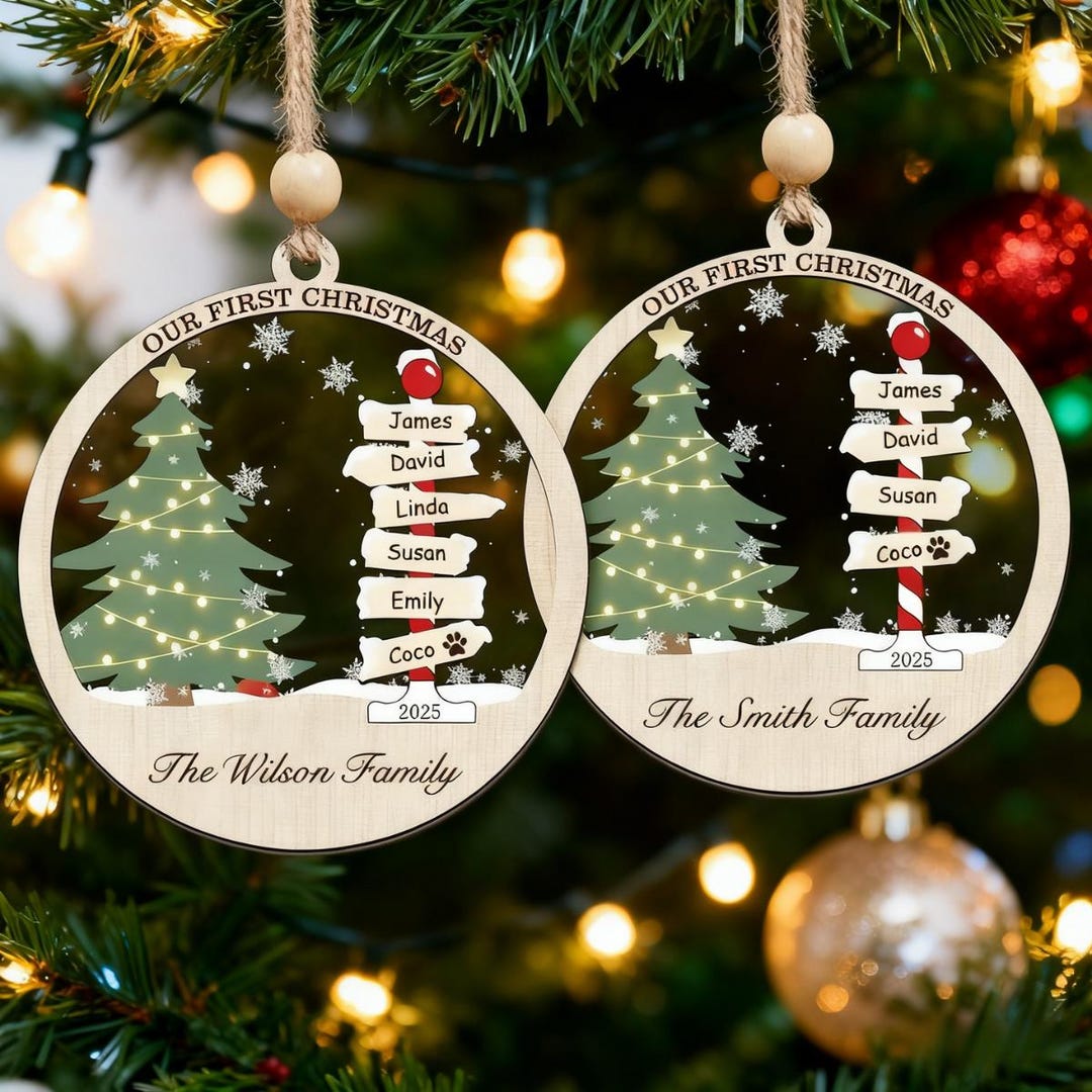 Personalized Family Name Ornament, Custom Family Name Christmas Tree ...