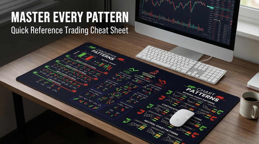 Candlestick &chart Patterns Desk Mat Mouse Pad |trading Cheat Sheet for ...