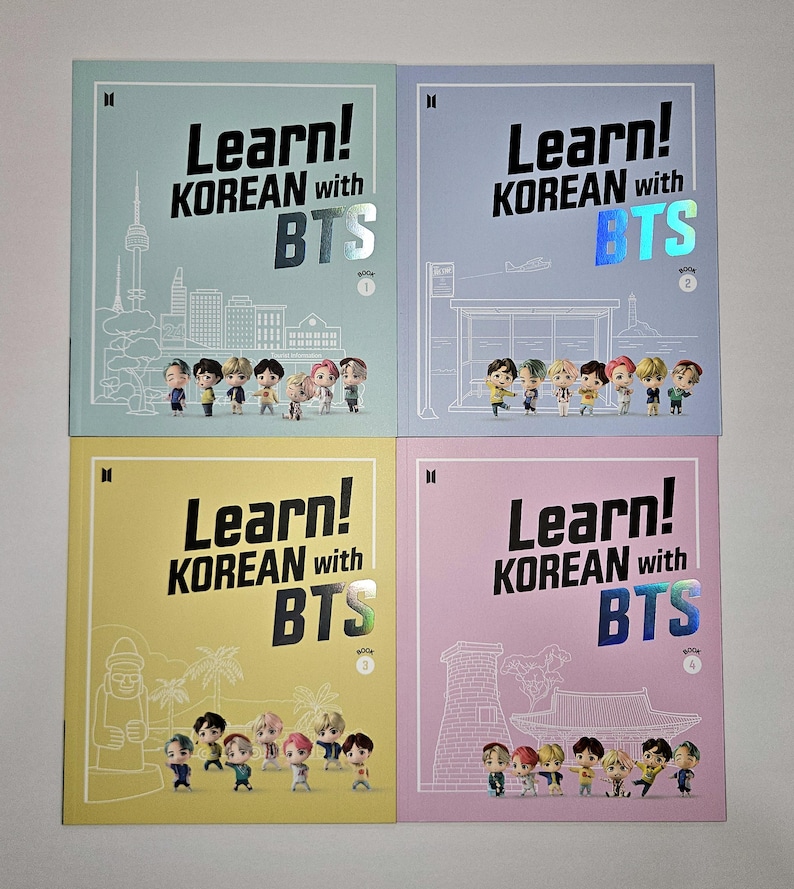 Learn Korean With BTS Full Set – Books 1-4, Moti Pen, Stickers Official ...