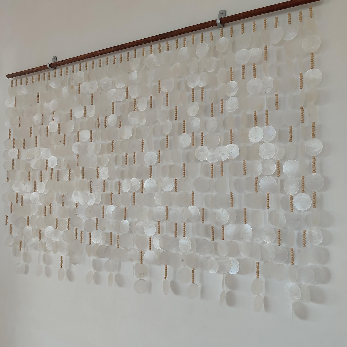 Capiz Shell + Wood Bead Wall Decor: Boho Coastal Hanging Decor, Curtain ...