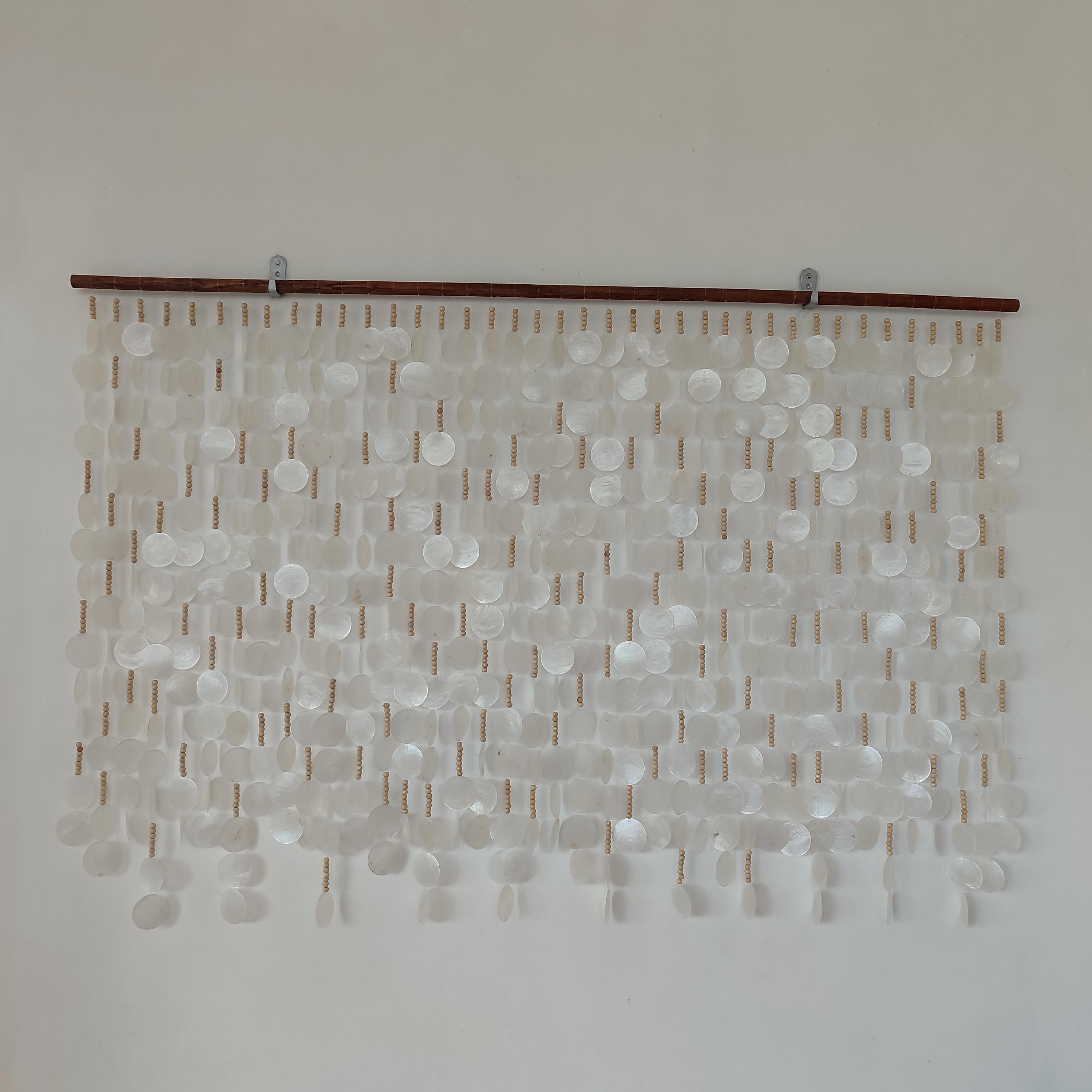 Capiz Shell + Wood Bead Wall Decor: Boho Coastal Hanging Decor, Curtain ...