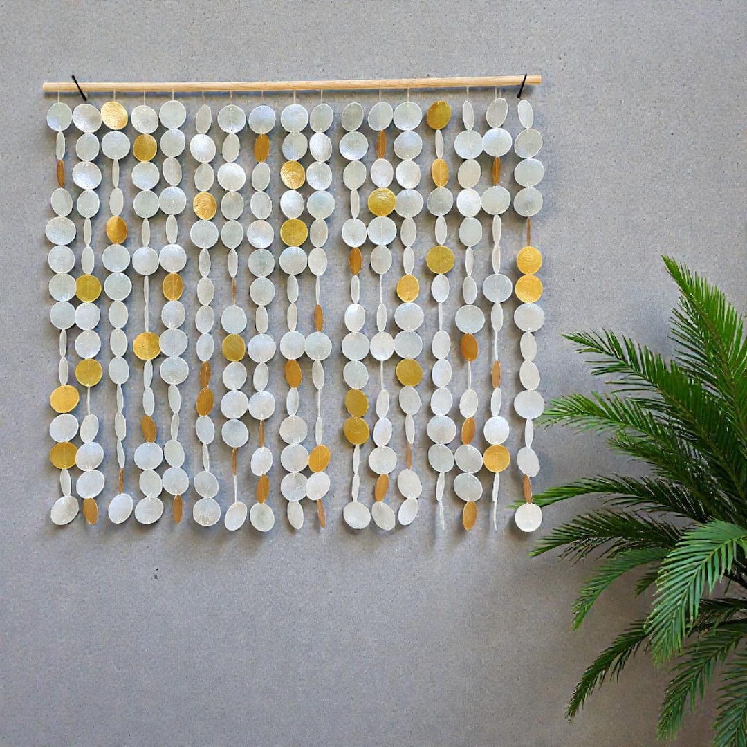 Capiz Shell Wall Decor Handmade | Boho Coastal Wall Hanging | Natural ...
