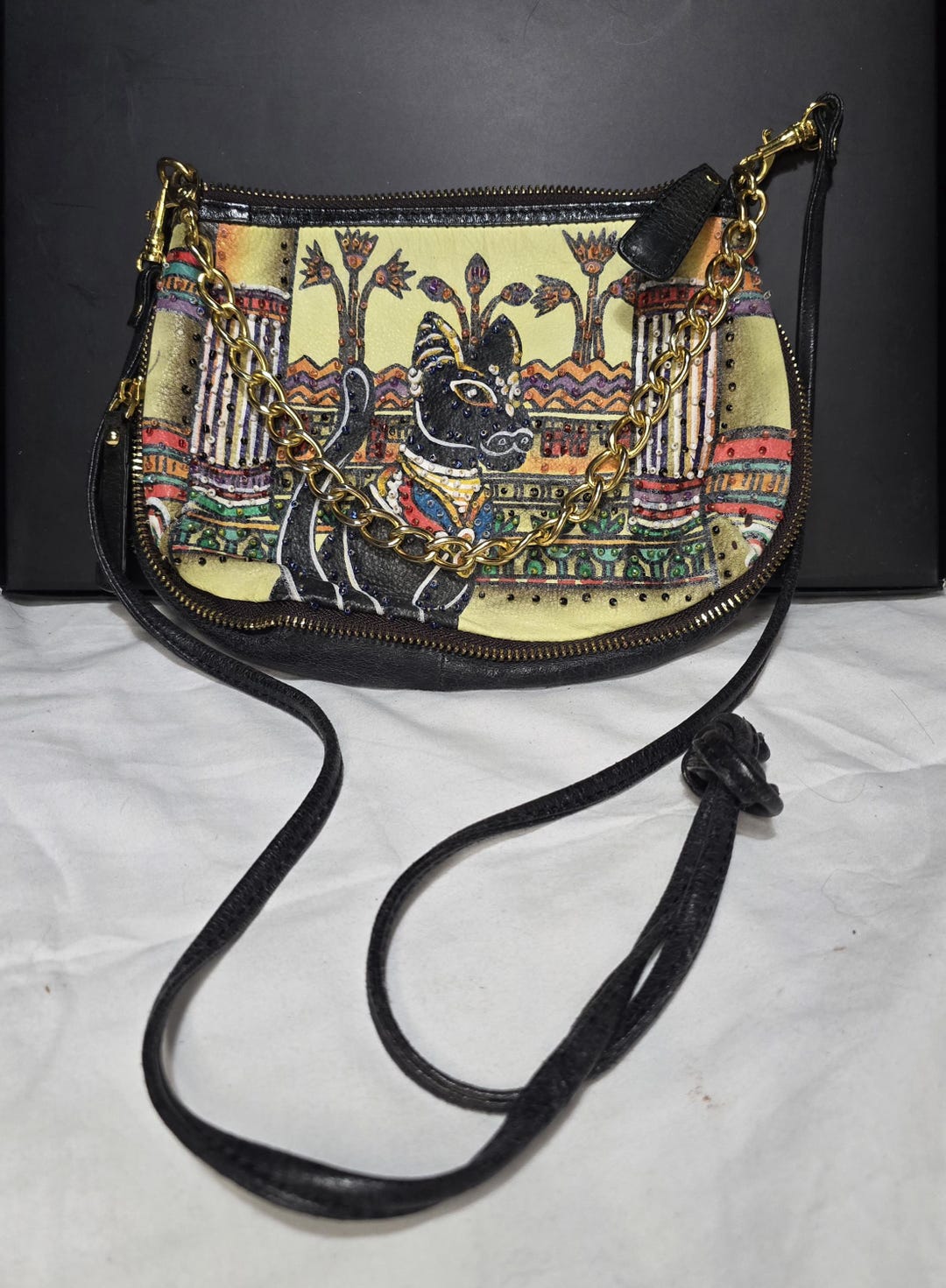 Sharif - Hand-painted & Beaded - Egyptian Cat - Crossbody Purse - Etsy