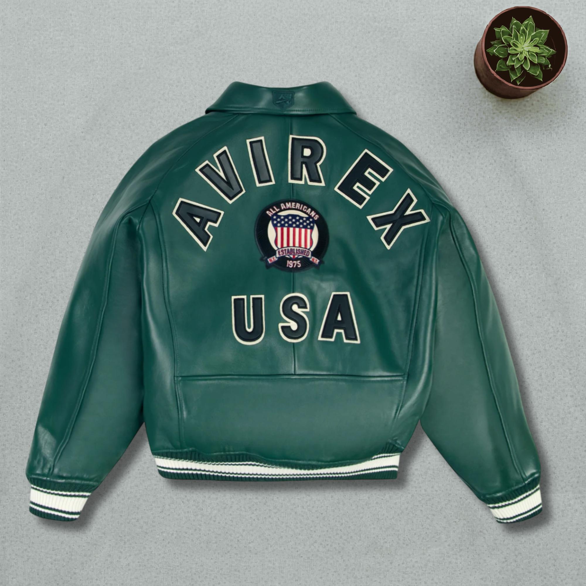 Men's Avirex Jacket | Black Sheepskin Leather Bomber Jacket | USA ...