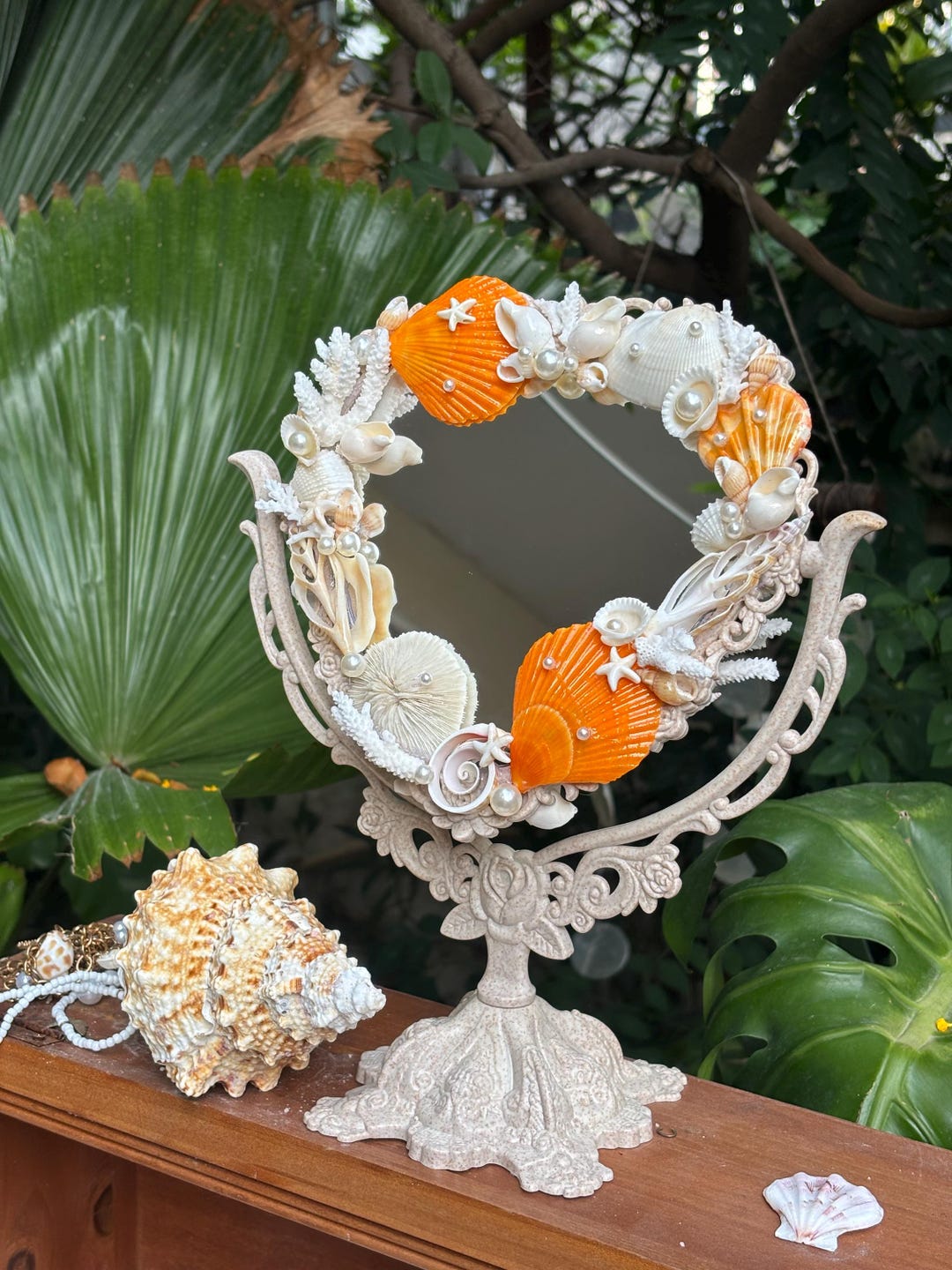 Heart Seashell Vanity Mirror: 360 Rotating Mermaidcore Decor, Ocean ...