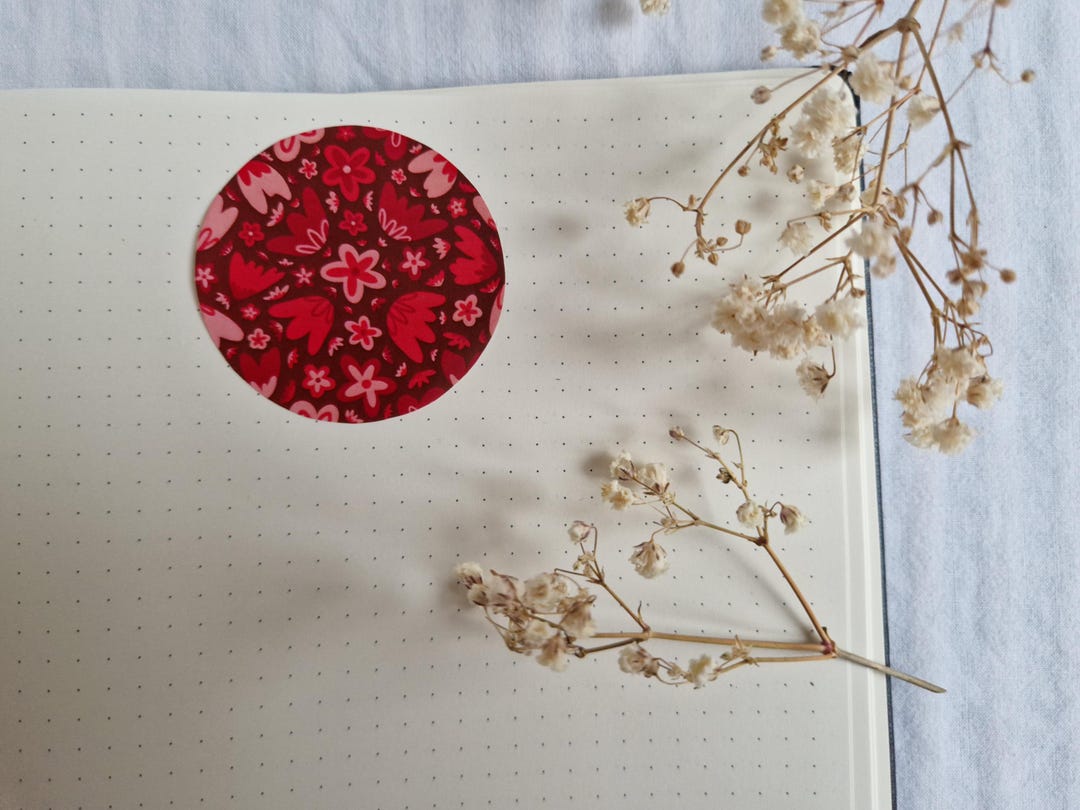 Floral Handmade Sticker | Round Sticker | Cute Sticker | Cozy Sticker ...
