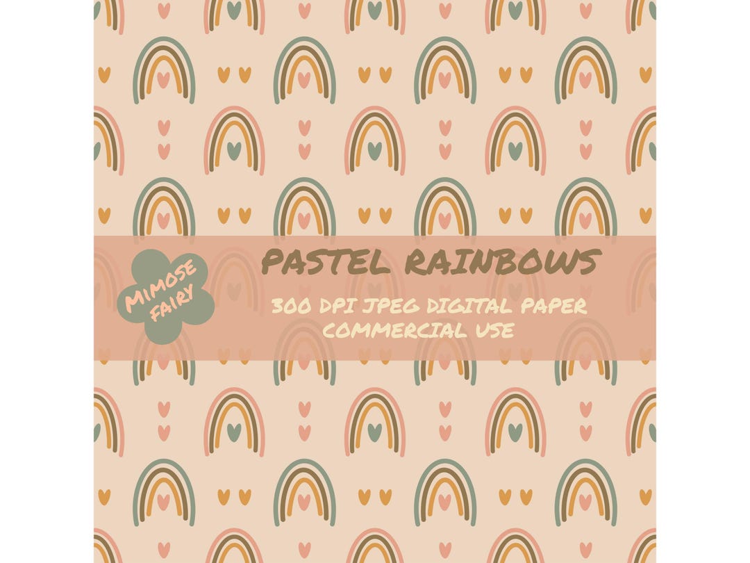 Pastel Boho Rainbows Repeat Seamless Pattern JPEG Boho Hand Drawn ...