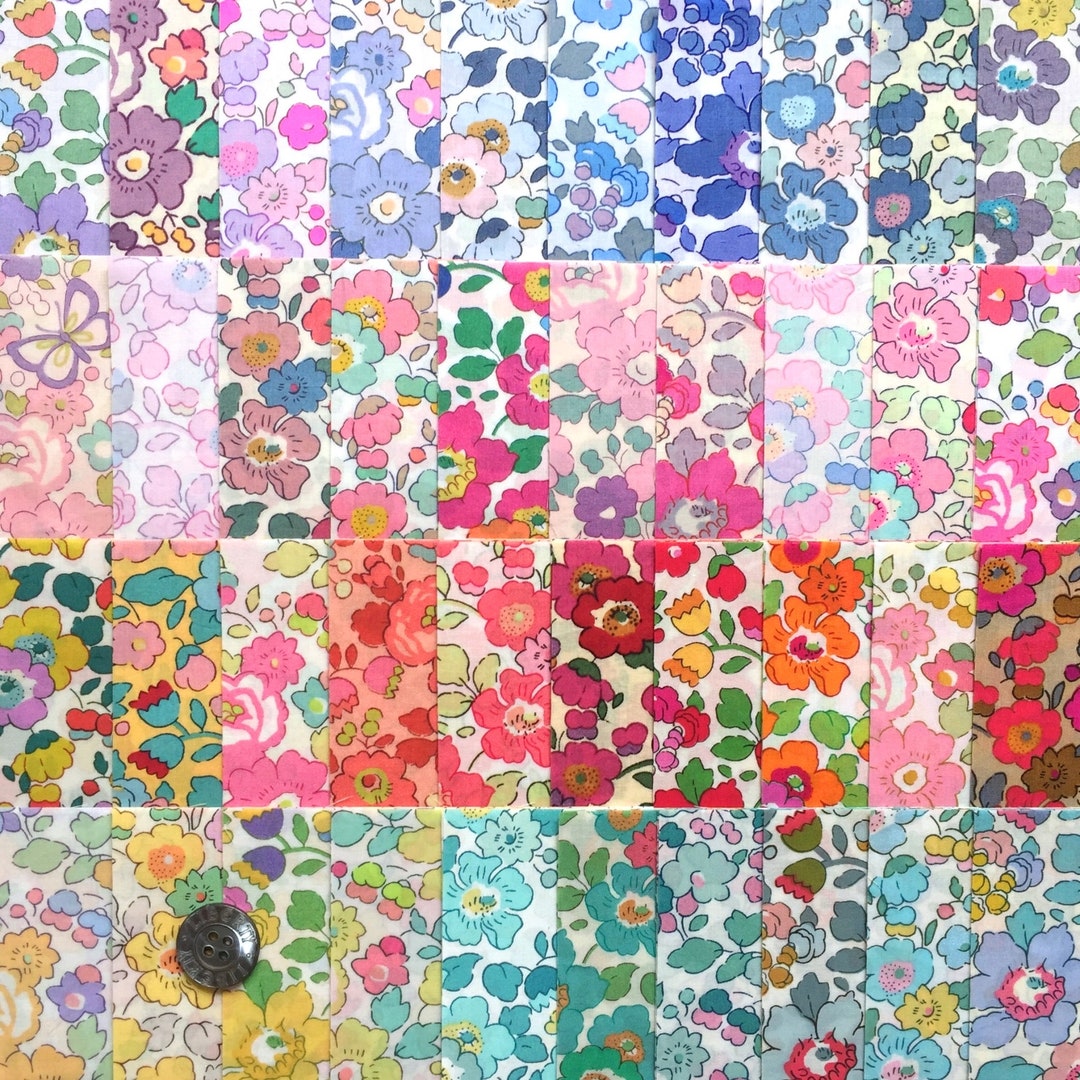 40 Liberty Lawn Fabric 2.5'' Charm Squares - 'BETSY LOVE #40' - Twenty ...