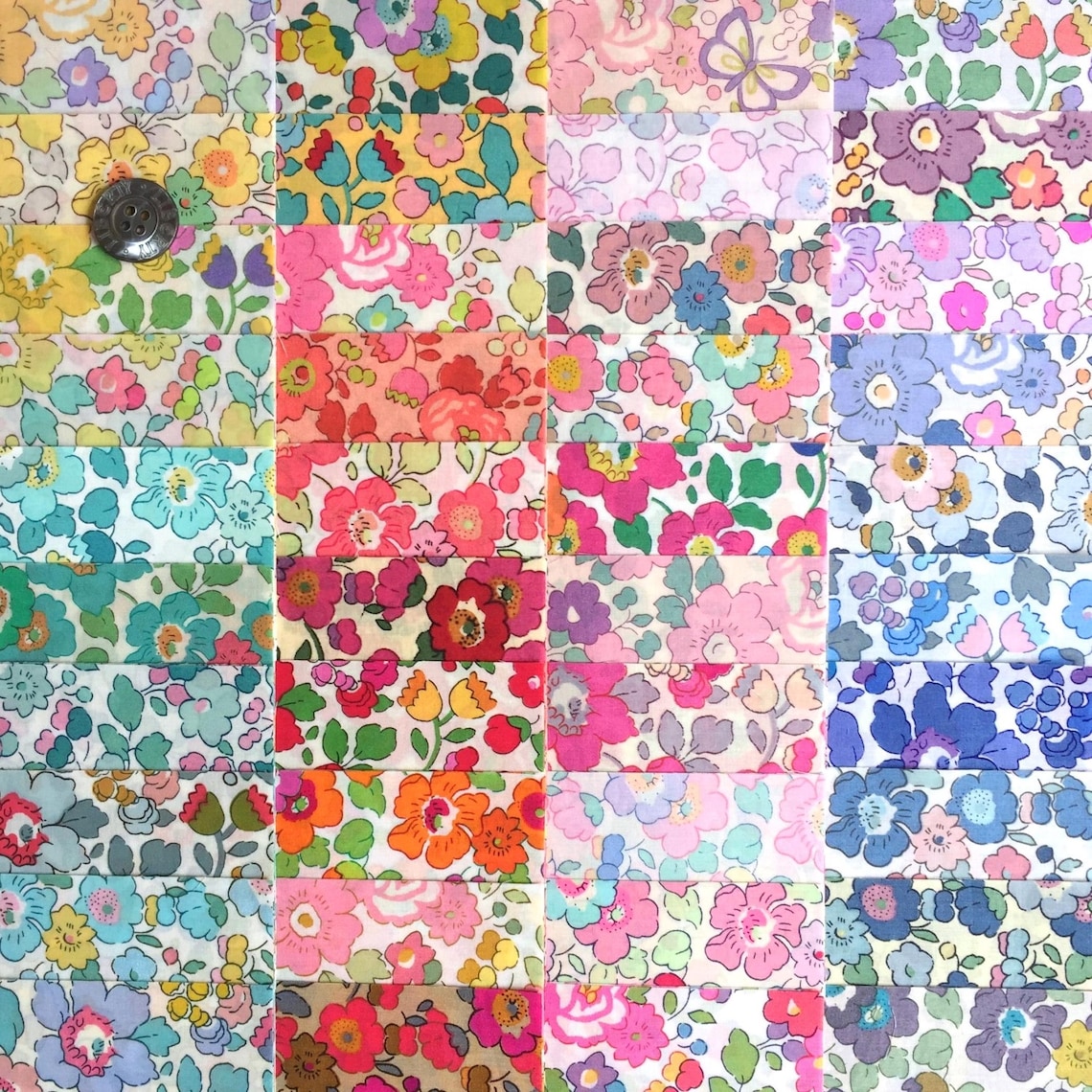 20 Liberty Lawn Fabric PIECES - Each Minimum 5'' X 5'' - 'BETSY LOVE ...