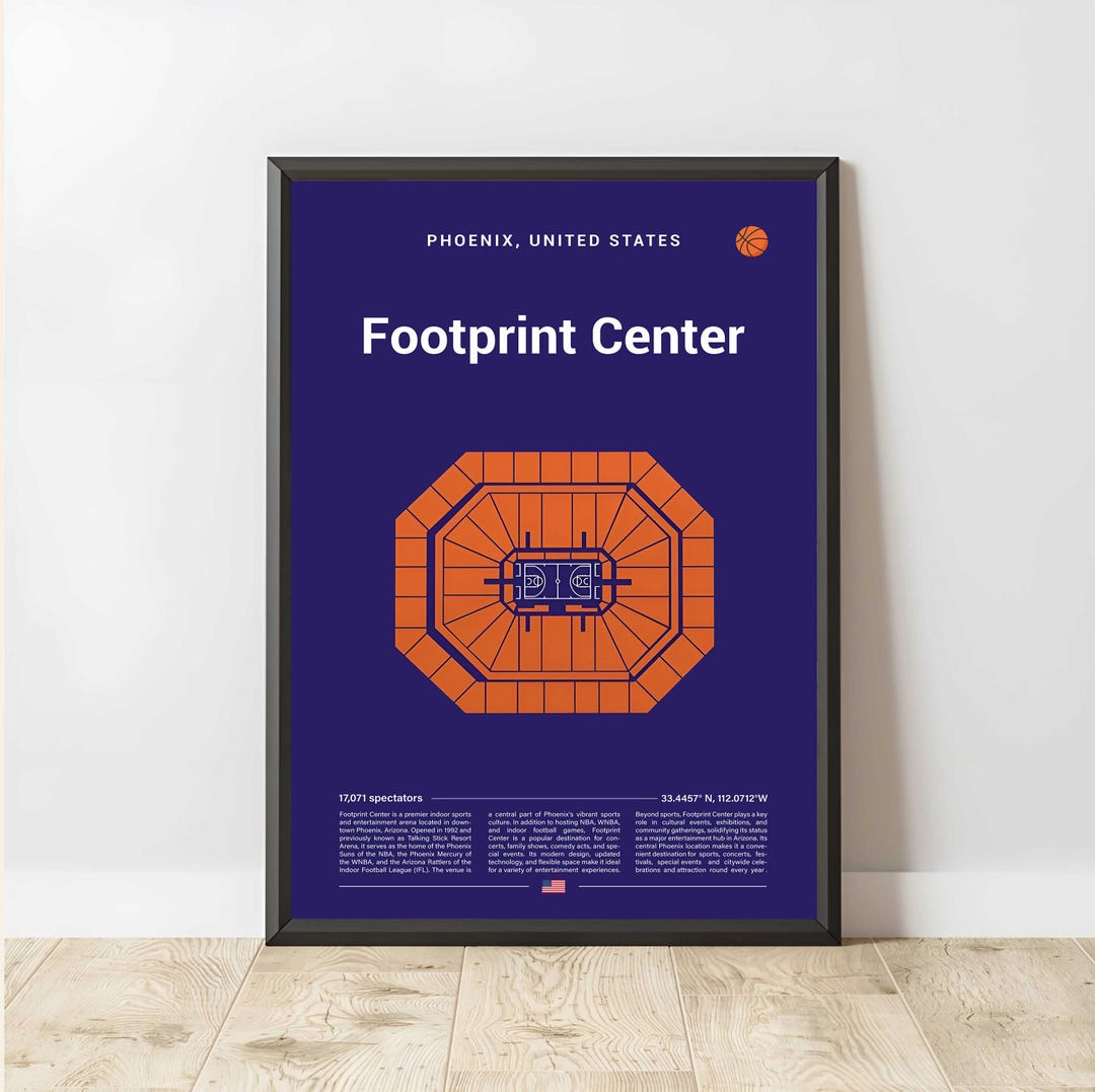 Footprint Center Stadium Print, Mid Century Modern Basketball Poster ...