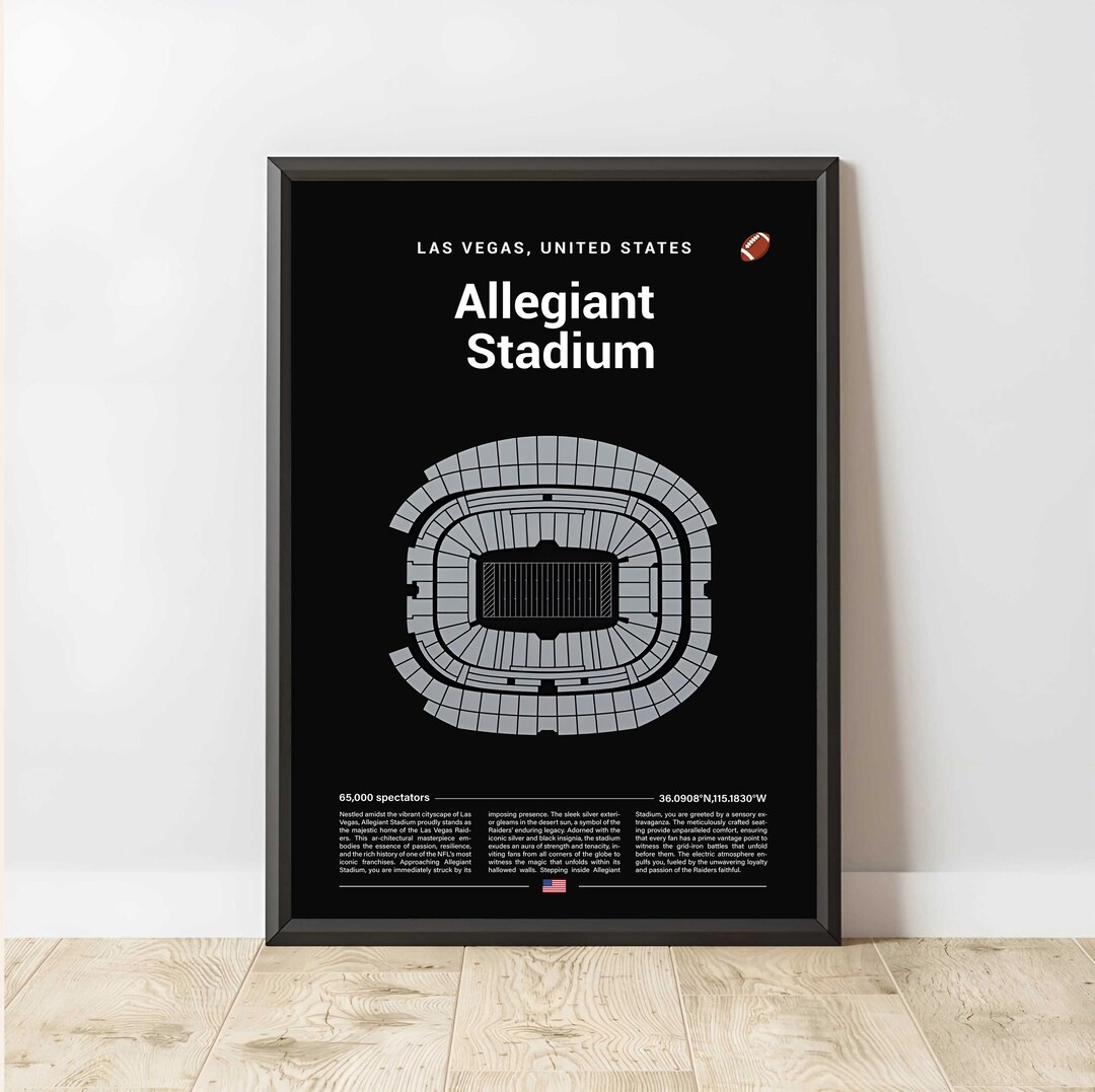 Allegiant Stadium Print, Vegas Raiders Poster, NFL Poster, Mid Century ...