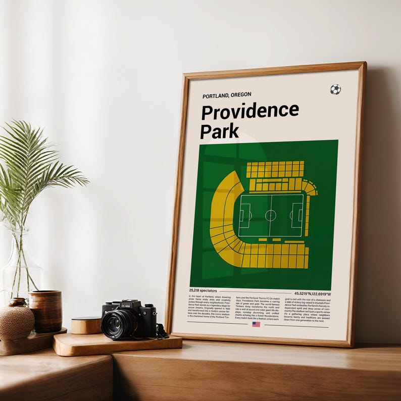 Portland Timbers Poster, Providence Park Stadium Print, Mid Century ...